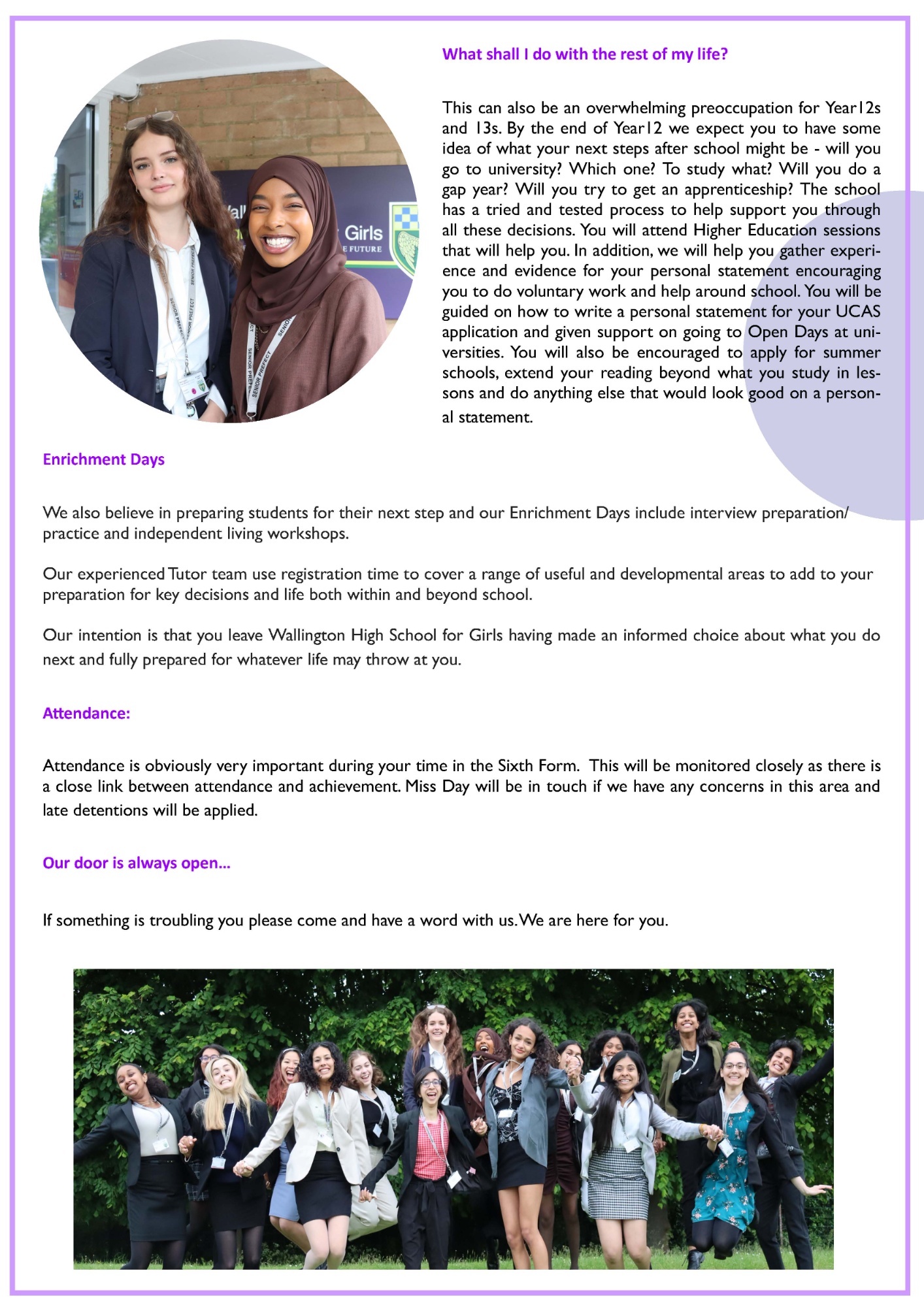 Sixth Form Team - Wallington High School for Girls